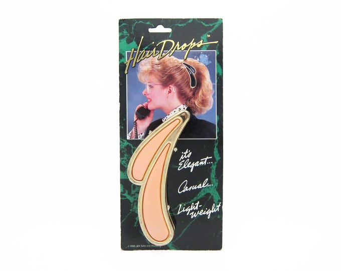 LARGE 1980's Vintage Cascade BANANA Hair Clip, 5.5" Peach/gold Plastic ...