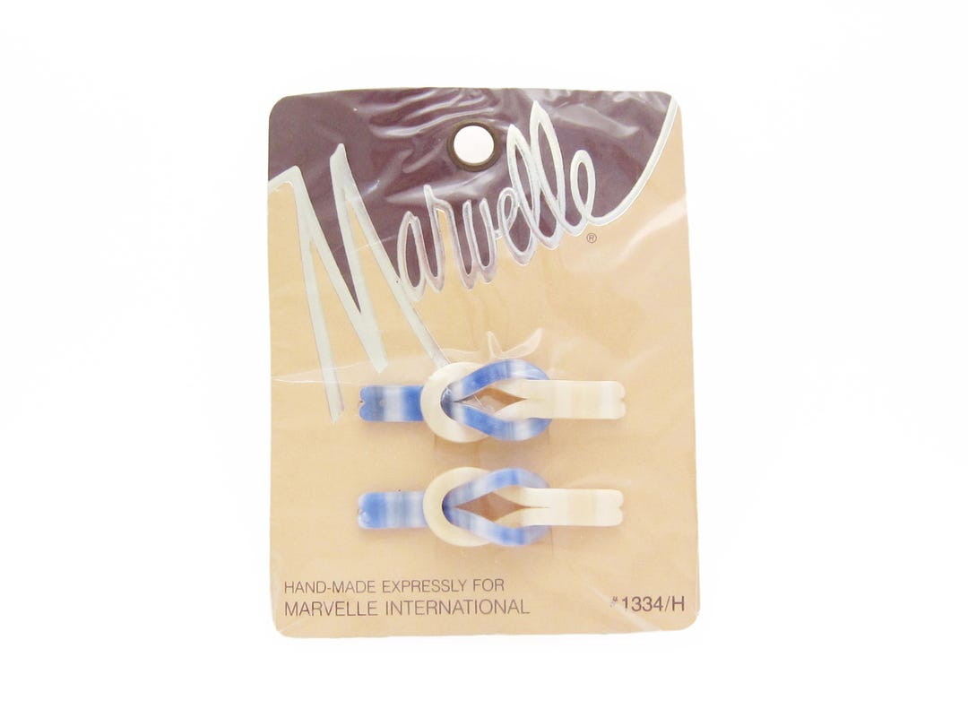 1980's MARVELLE by GOODY Vintage Hair Clips, 2.2" Blue & Ivory ...