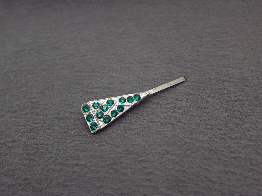 1930's Vintage Art Deco RHINESTONE Hair Pin, 2.2" Silver Tone ...