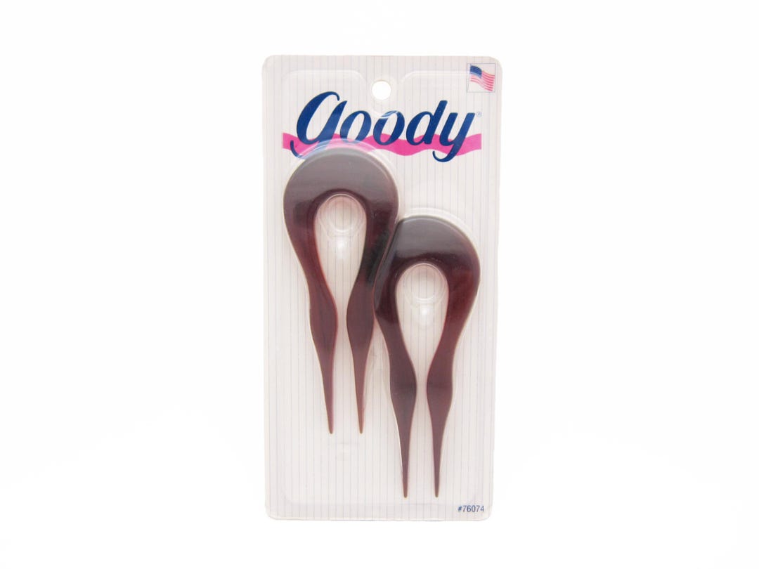 1970's GOODY Vintage Hair Pick PAIR, 4.3" Brown TORTOISESHELL Plastic ...