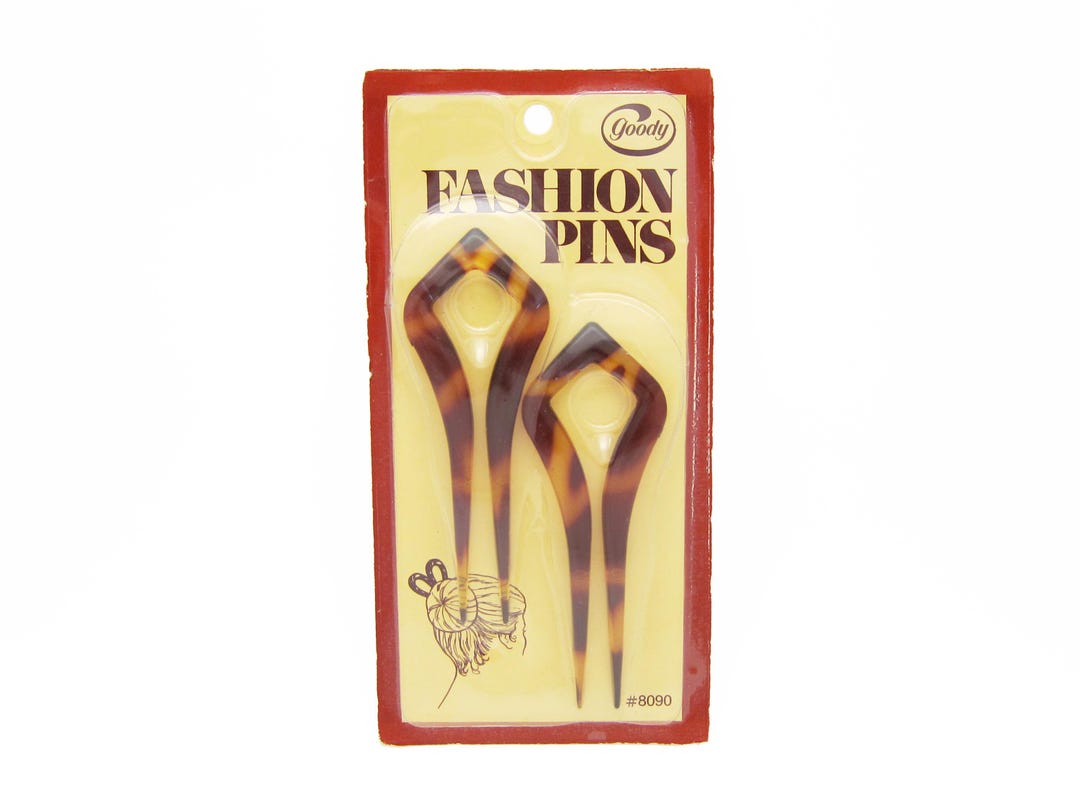1970's GOODY Vintage Hair Pick PAIR, 4" Brown TORTOISESHELL Plastic ...