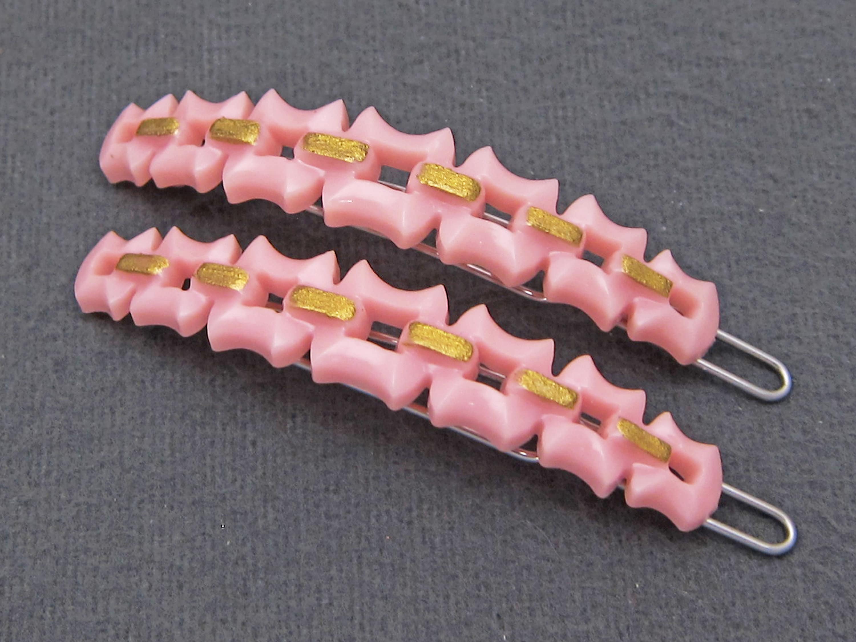 1950's Vintage Hair Clip PAIR 2.2 Pink Plastic Faux - Etsy