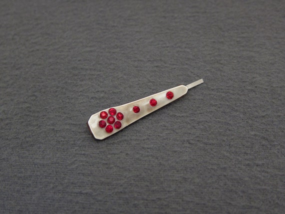 1920's vintage FANCY bobby pin, 2.1" taupe CELLULOID … - Gem