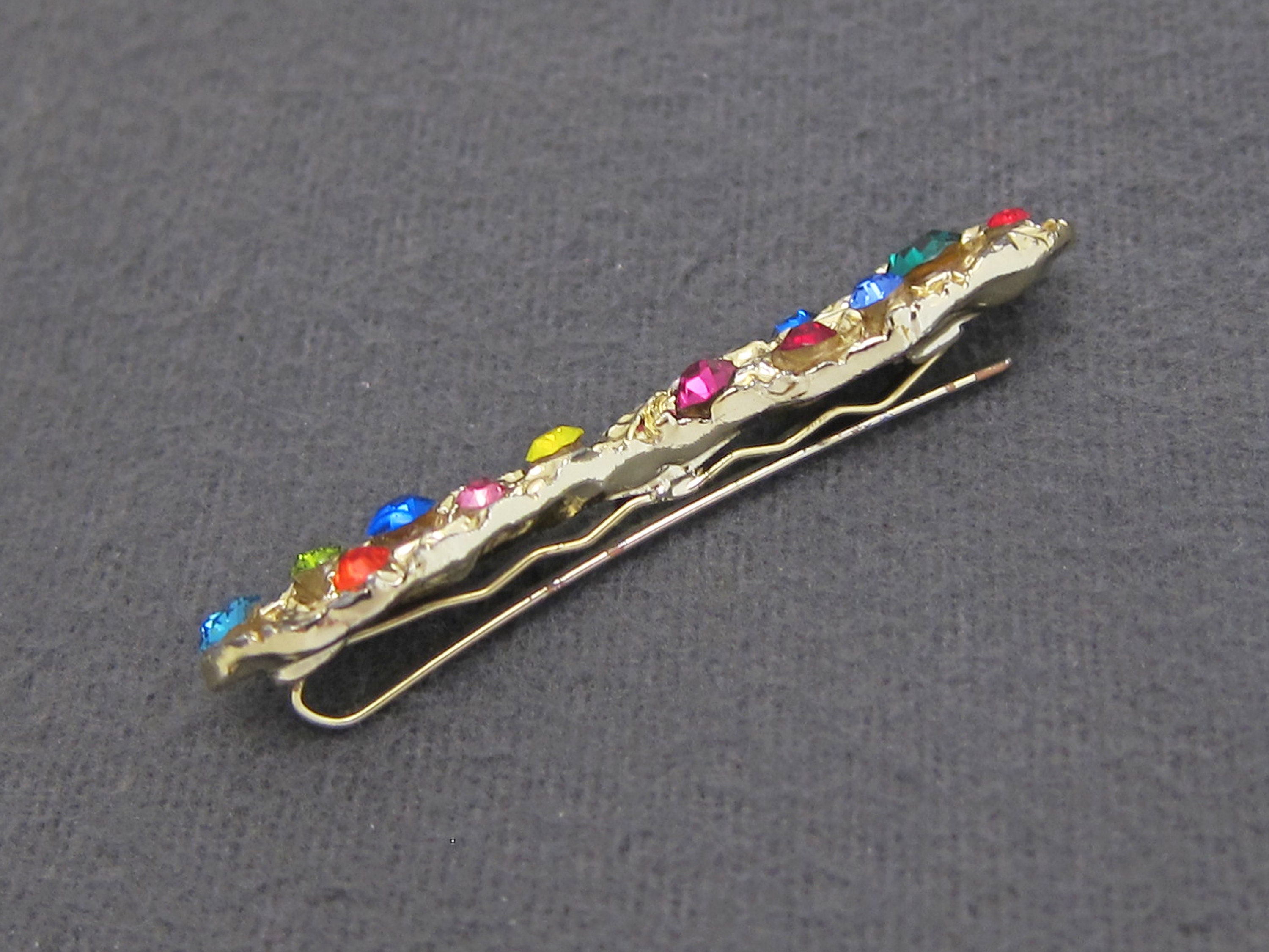 1960's Vintage RHINESTONE Bobby Pin 1.9 Gold Tone | Etsy