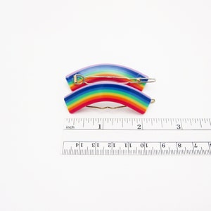 1970's Vintage RAINBOW Barrette PAIR, 2.3 Cellulose Acetate Arched ...