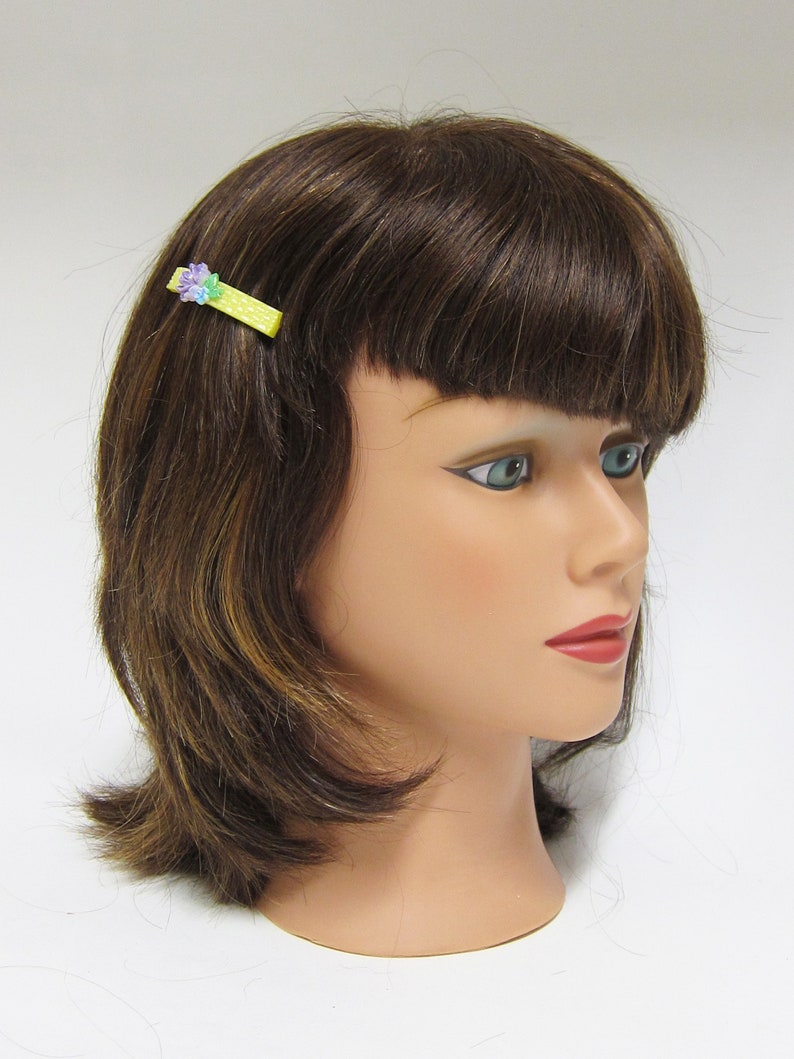 1950's Vintage Barrette Hair Clip, 2.2" Pearly Yellow Plastic Bars ...