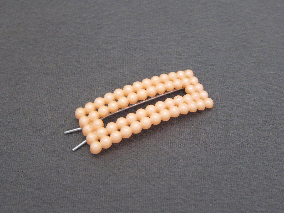 1950's TIP-TOP Vintage Hair Clip, 2.3" Blush Pink Plastic Faux PEARL ...