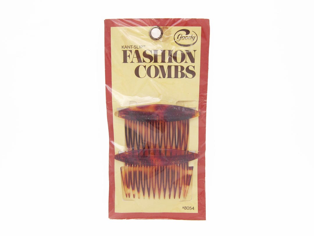 1970's GOODY Vintage Side Comb PAIR, 3" Russet TORTOISESHELL Plastic ...