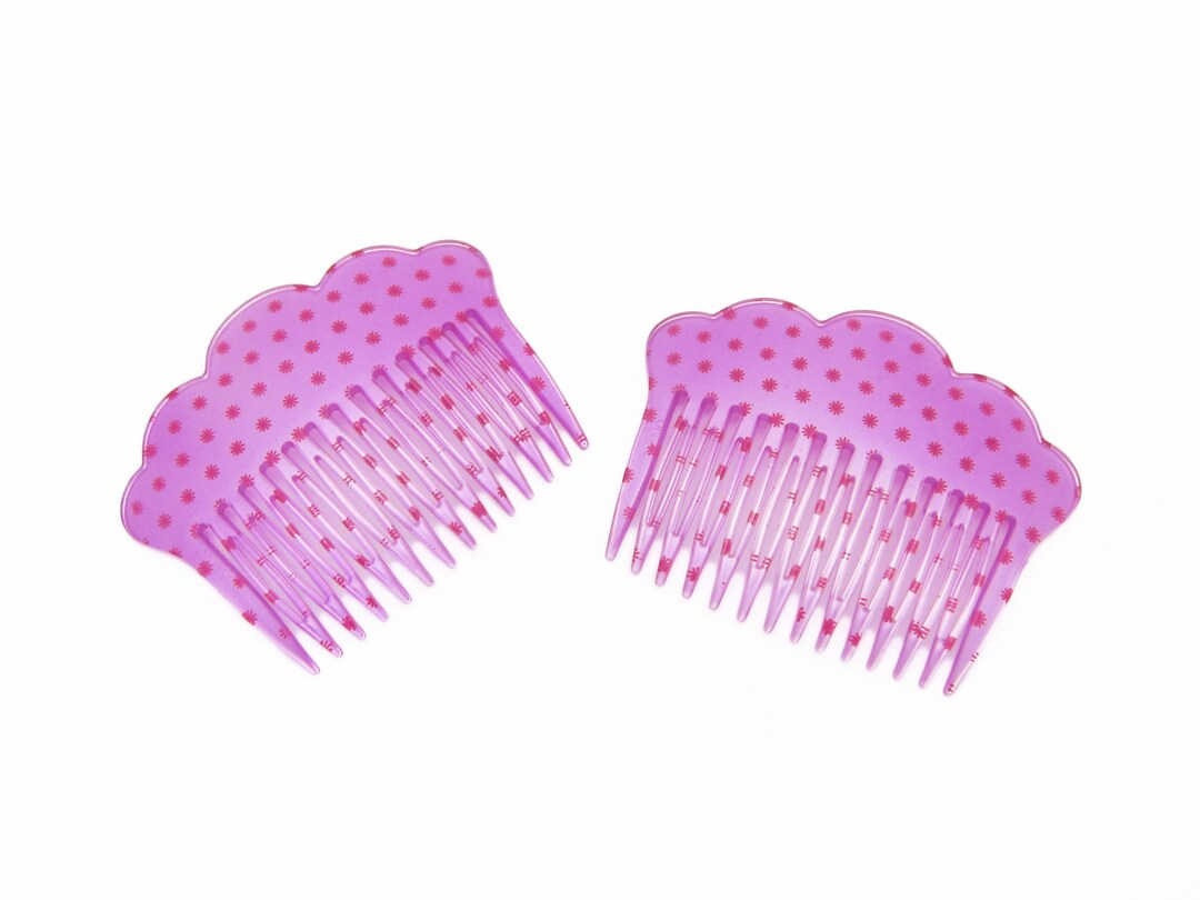 1970's Vintage Side Hair Comb PAIR, 3.1" Pearly LILAC PURPLE Plastic ...