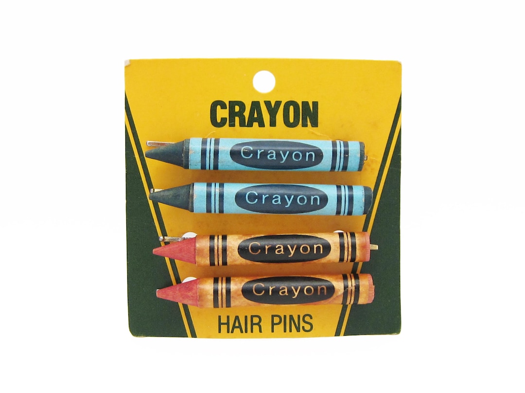 1970's Vintage CRAYON Bobby Pins, 2.4" Dark TEAL Blue & APRICOT Orange ...
