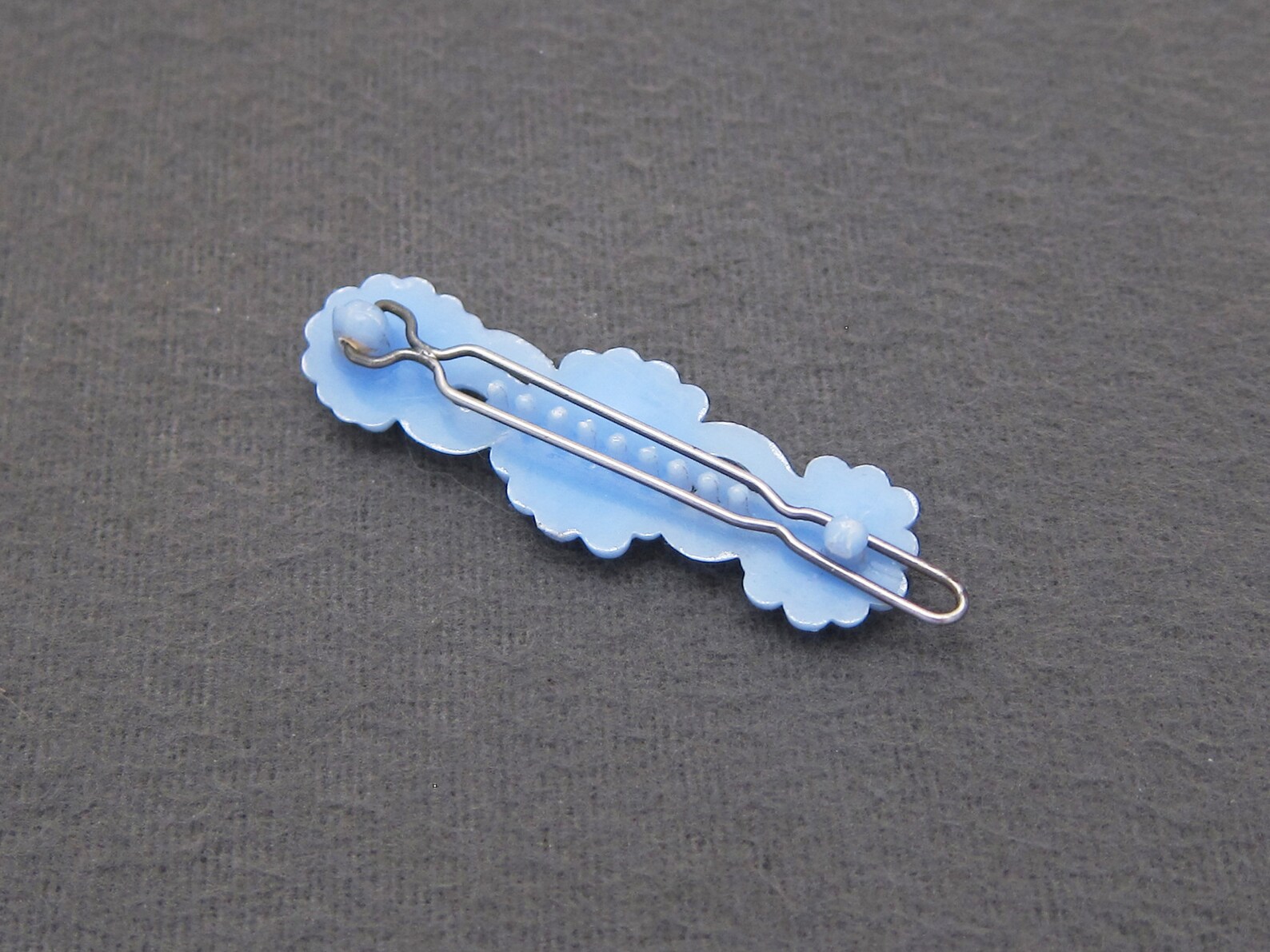 1950's TIP-TOP Vintage Barrette Hair Clip, 1.9" Pearly Pale Blue ...
