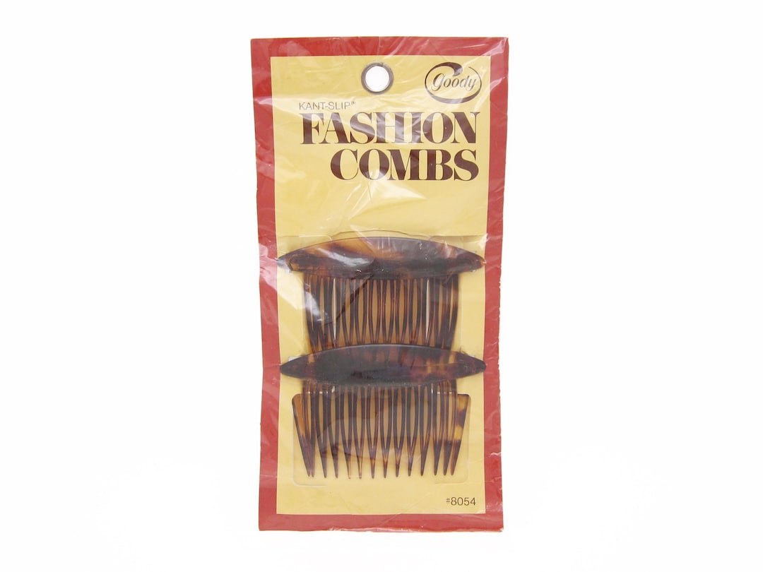 1970's GOODY Vintage Side Comb PAIR, 3" Dark Brown TORTOISESHELL ...