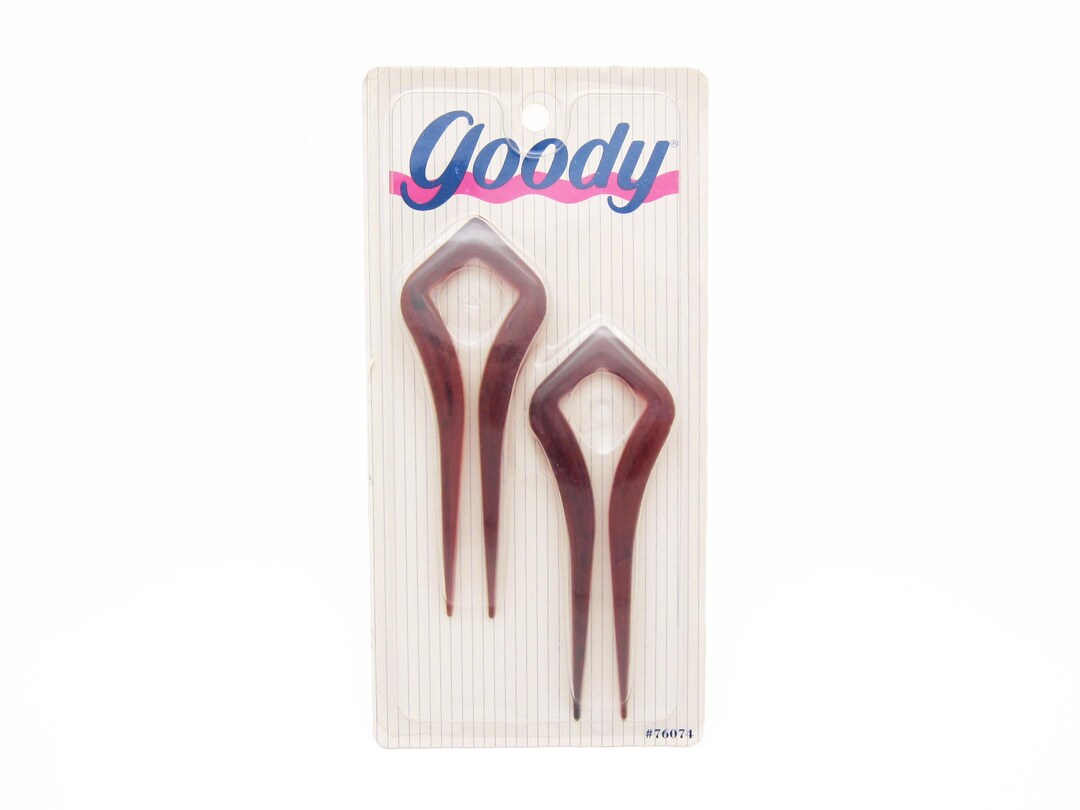 1990's GOODY Vintage Hair Pick PAIR, 4.1" Brown TORTOISESHELL Plastic ...