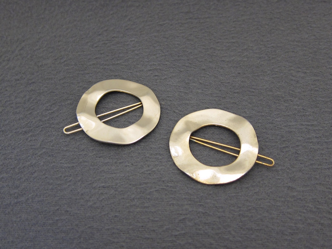 1980's Vintage BEAUTIFUL JOOLS Hair Clip Pair, 1.5" Shiny Gold-tone ...