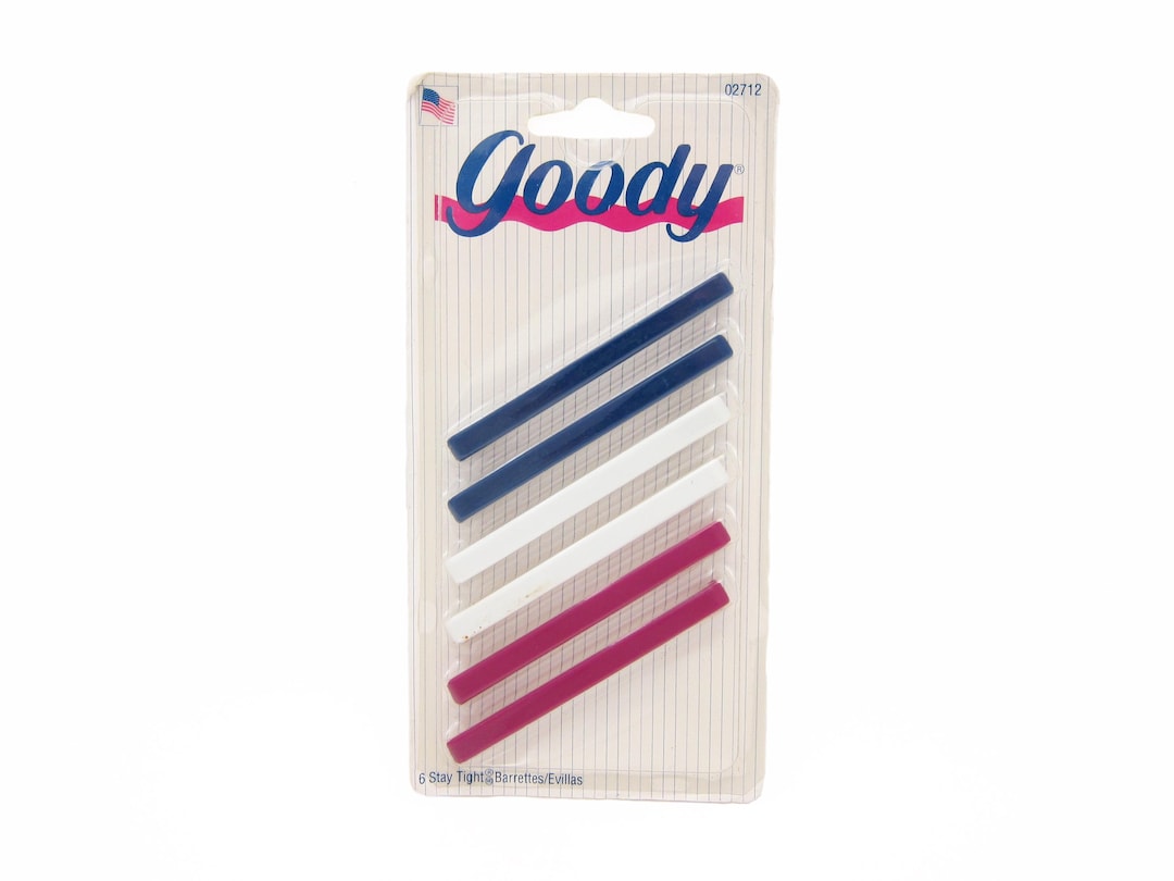 1997 Vintage GOODY 3" Stay-tight Barrettes, Dark Blue/white/red Plastic ...