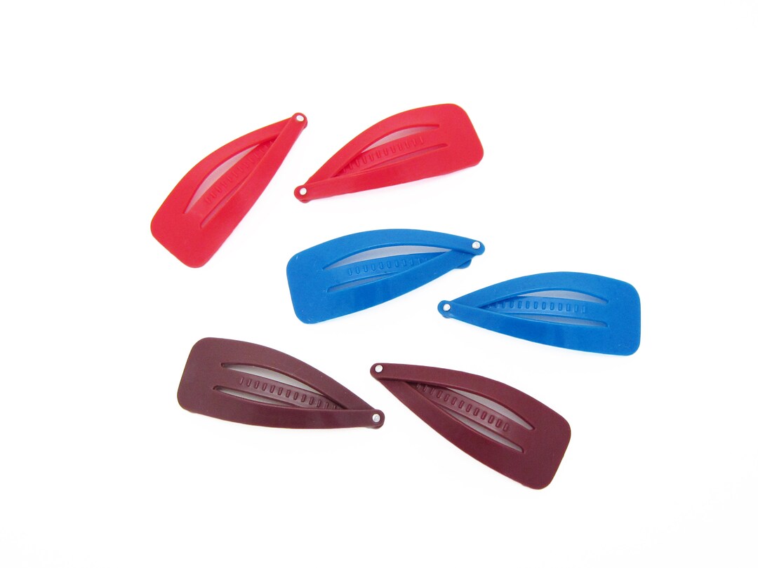 1970's Vintage CLIC CLAC Hair Clips, 2" Red/blue/brown Plastic Snap ...