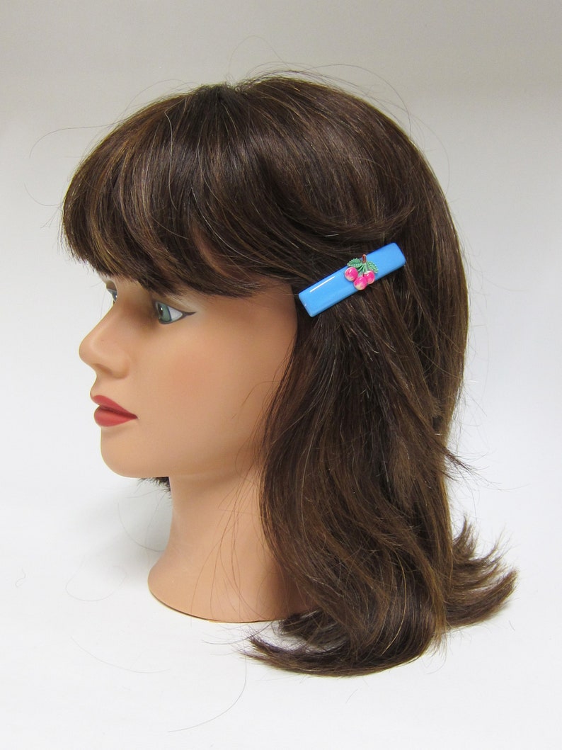 1950's TIP-TOP Vintage Hair Clip, 2.3" Sky Blue Plastic Barrette W ...