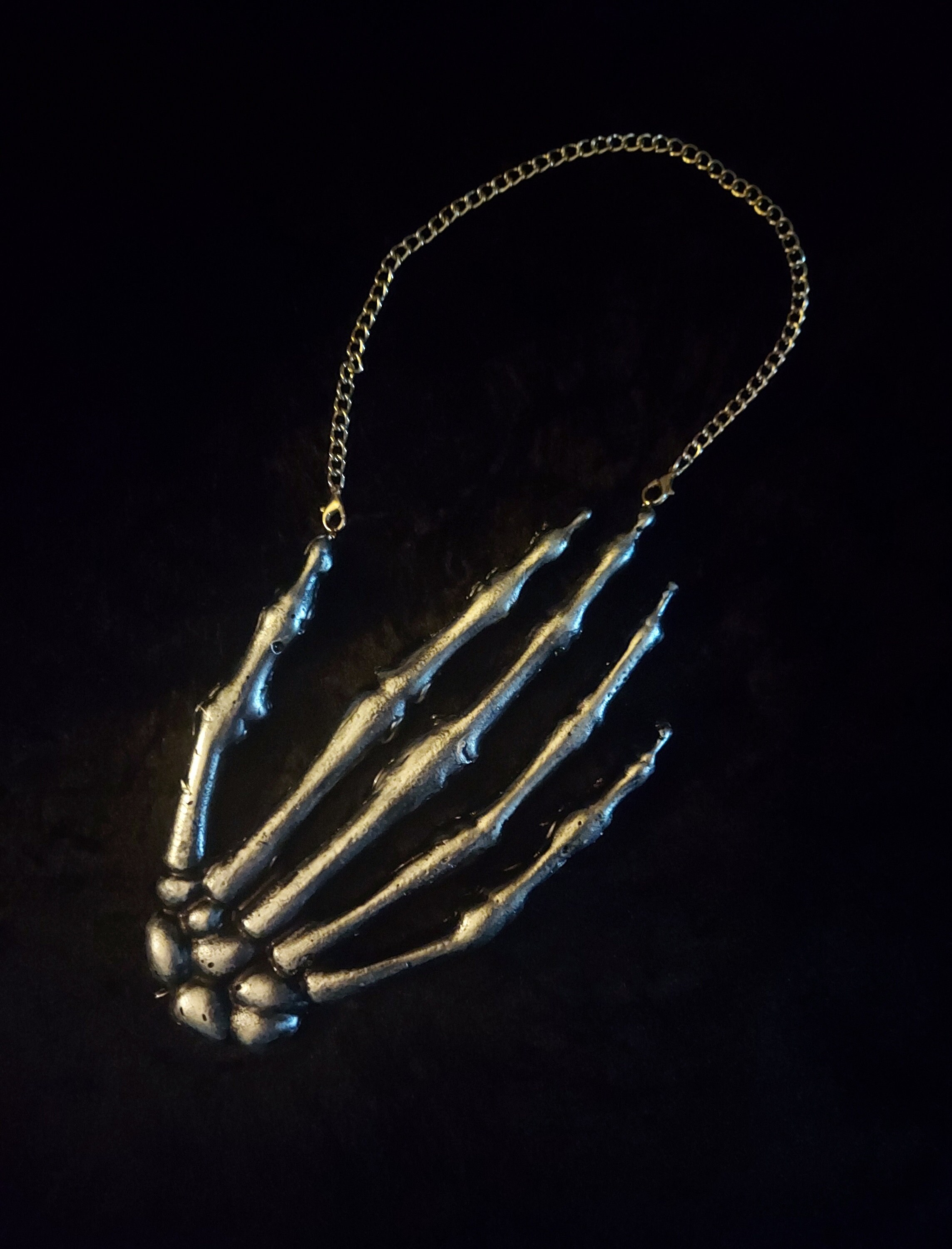 Huge Skeleton Hand Reversible Statement Necklace! Halloween Festive ...