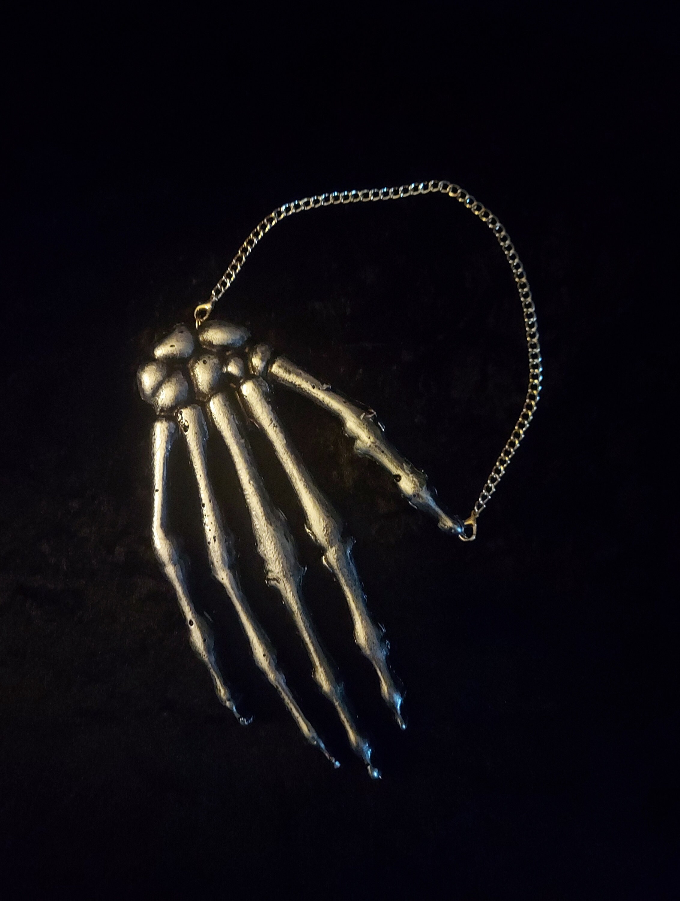 Huge Skeleton Hand Reversible Statement Necklace! Halloween Festive ...