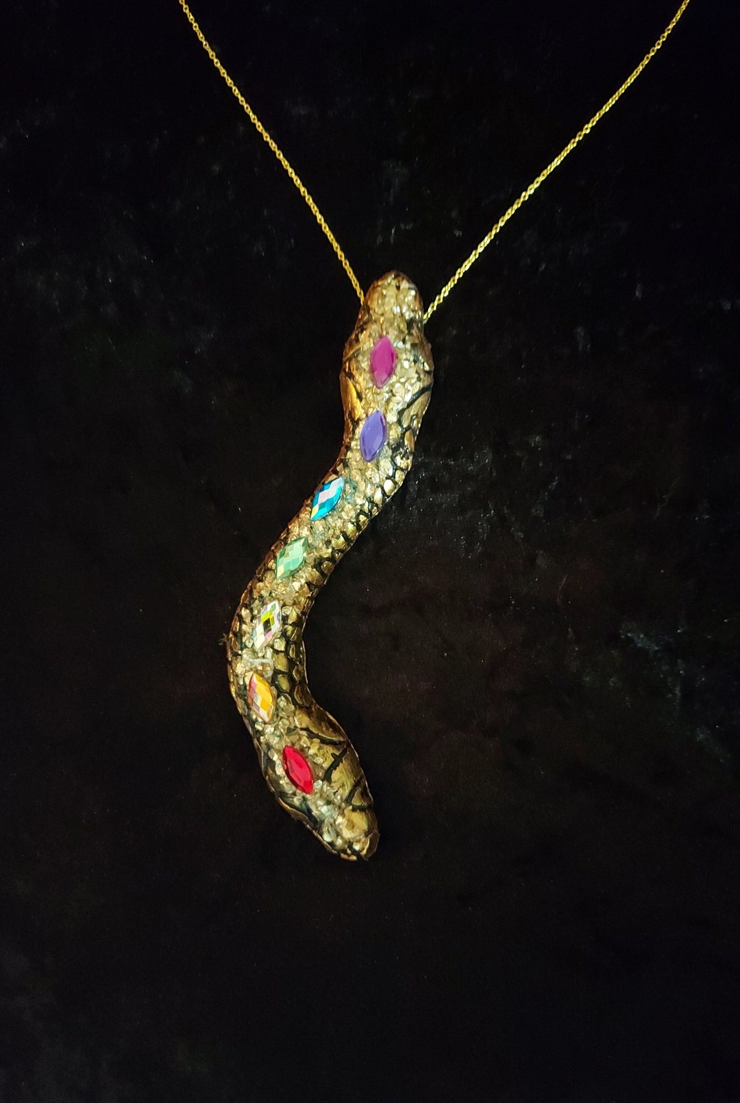 Chakra Colored Jeweled 2 Headed Snake Necklace! Therapy Serpent ...