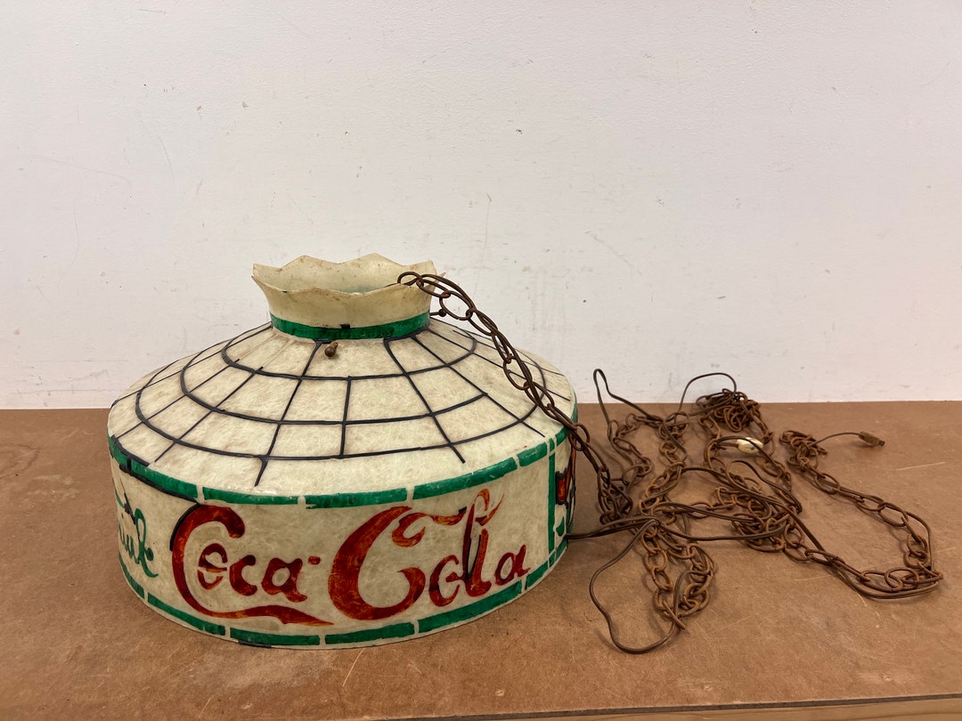 Vintage COCA COLA Hanging Lamp Ceiling Billiards Pool Light Shade ...