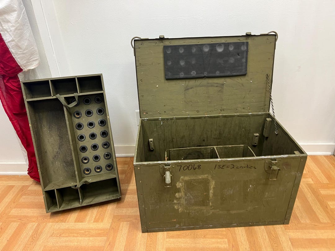 Vintage Military Storage Chest With Tray - WWII Era Green Wooden Trunk ...
