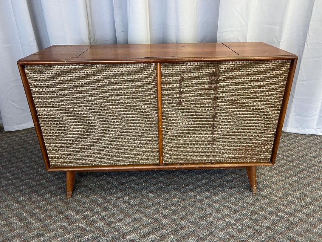 Vintage Mid Century Modern RECORD CONSOLE Credenza Radio 60s Stereo ...