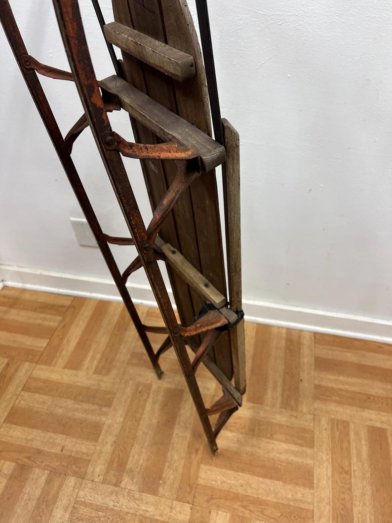 Vintage Wood Sled Metal Rail Long Wooden Wall Winter Decor Chic Shabby ...