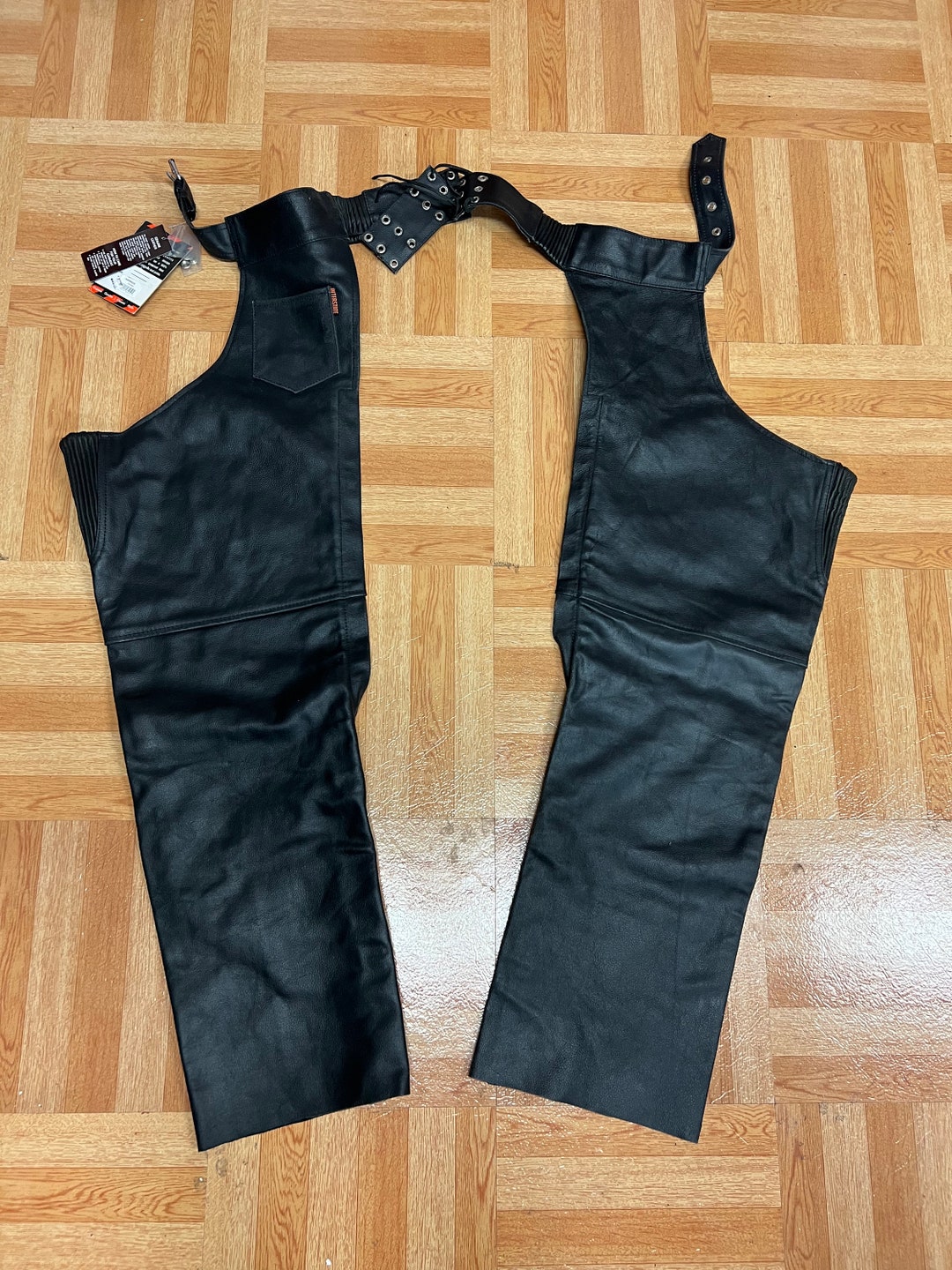 Interstate LEATHER CHAPS Black Mens XL Motorcycle Pants Heavy - Etsy