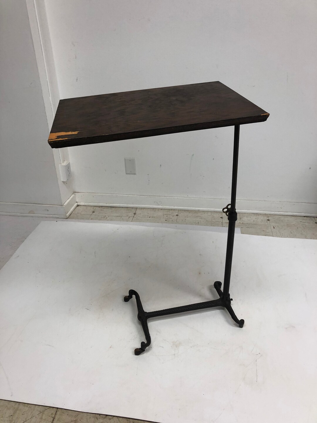 Vintage HOSPITAL TABLE Rolling Cast Iron Medical Bedside Tray Surgical ...