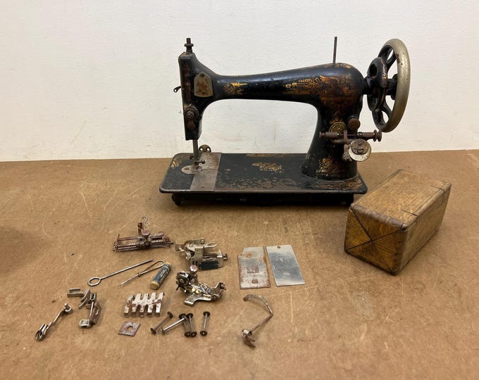 Antique Singer Sewing Machine MODEL 27 W Wood Puzzle Box Vintage ...