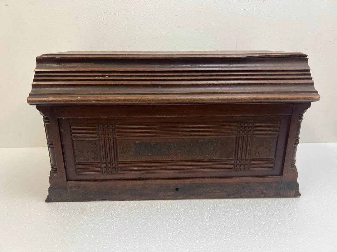 Vintage Helpmate Sewing Machine Cover Lid - Antique Wooden Bread Box ...