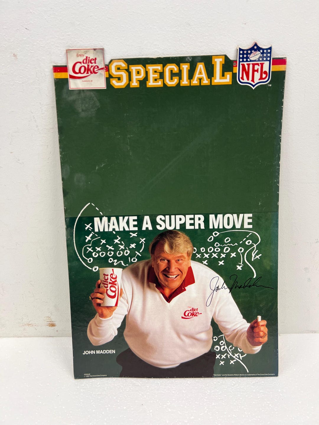 Vintage Diet Coke John Madden Sign Standee Nfl Football Ad Cardstock ...
