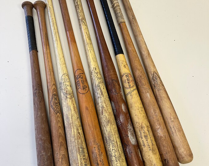 Vintage WOOD BASEBALL BAT X 9 Lot Louisville Slugger Wooden Wall Art ...