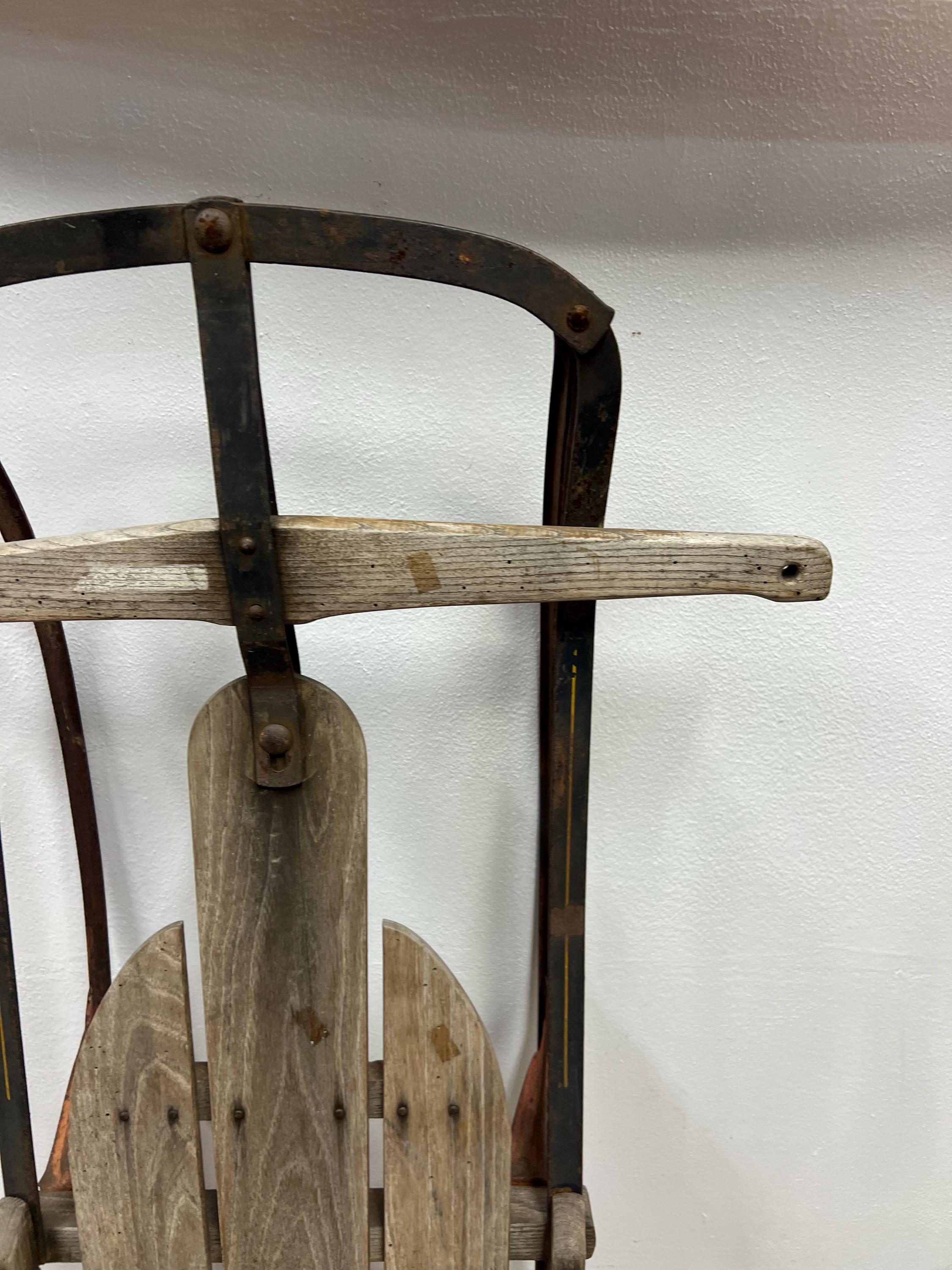 Vintage Wood Sled Metal Rail Long Wooden Wall Winter Decor Chic Shabby ...