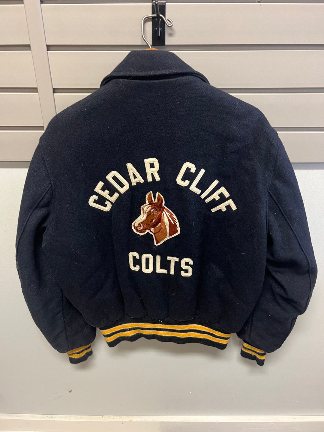 Vintage LETTERMAN JACKET 42 Cedar Cliff High School Varsity Wool Chain ...