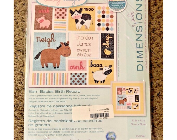 Dimensions Barn Babies Birth Record Counted Cross Stitch Kit NEW - Etsy