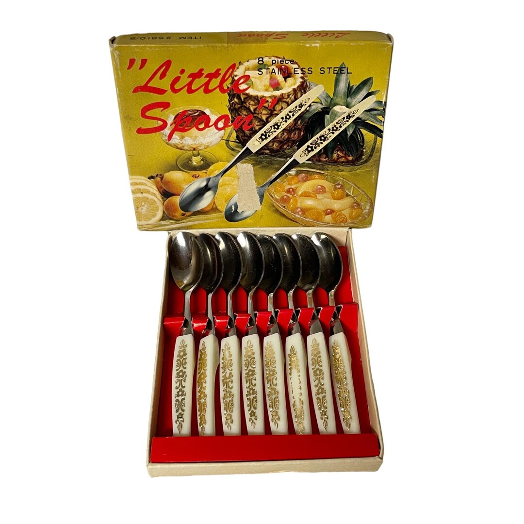 Vintage Little Spoon Set of 8 Stainless Steel Used Hor Doeuvres Japan ...