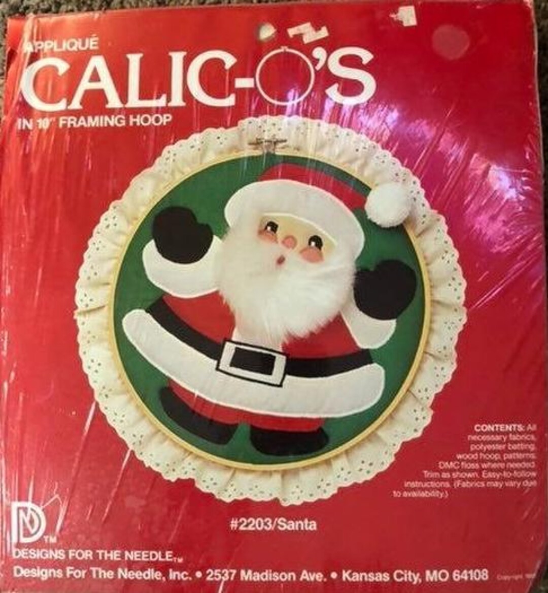 1982 Calic-o's Santa Appliqué 10” Framing Hoop NEW Craft Christmas - Etsy