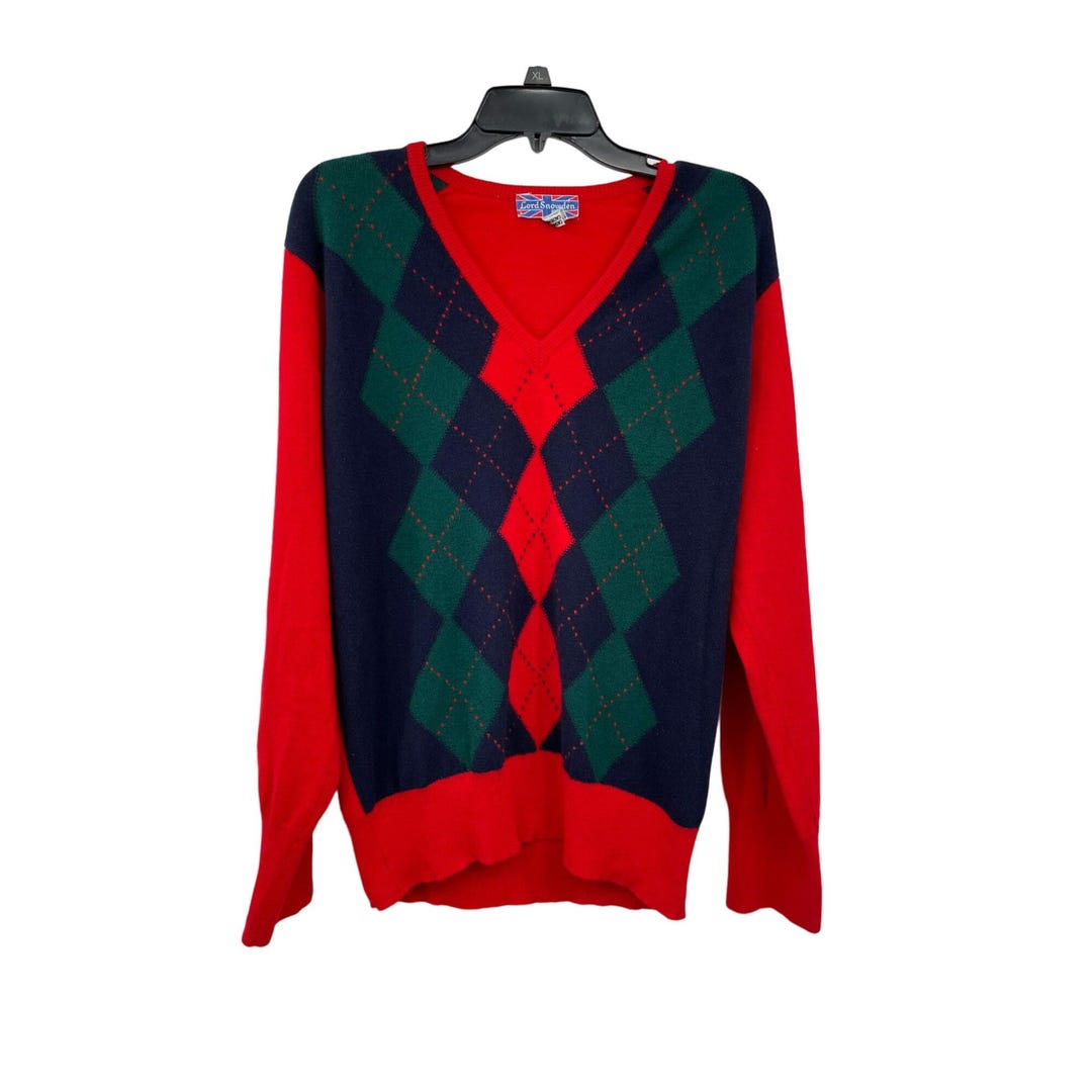Vintage Lord Snowden Argyle Sweater Mens L Used Scottish Cashmere - Etsy
