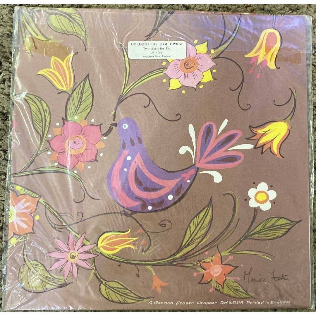 Vintage Gordon Fraser Gift Wrap NEW All Occasion Bird Floral - Etsy