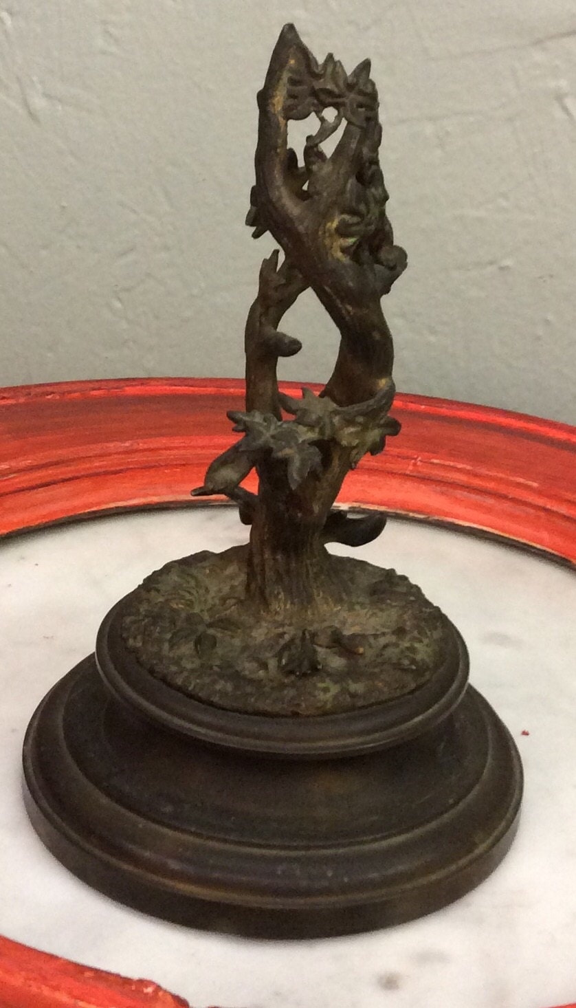Small Antique Patinated Bronze Depicting a Red Fox Climbing an Ivy Vine ...