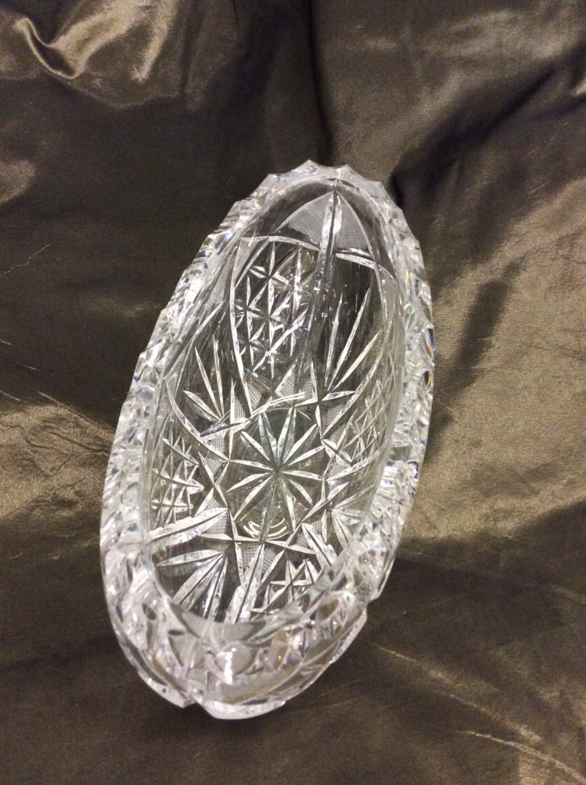 Hand-cut Lead Crystal Bowl in Boat or Canoe-shape From First Half of ...