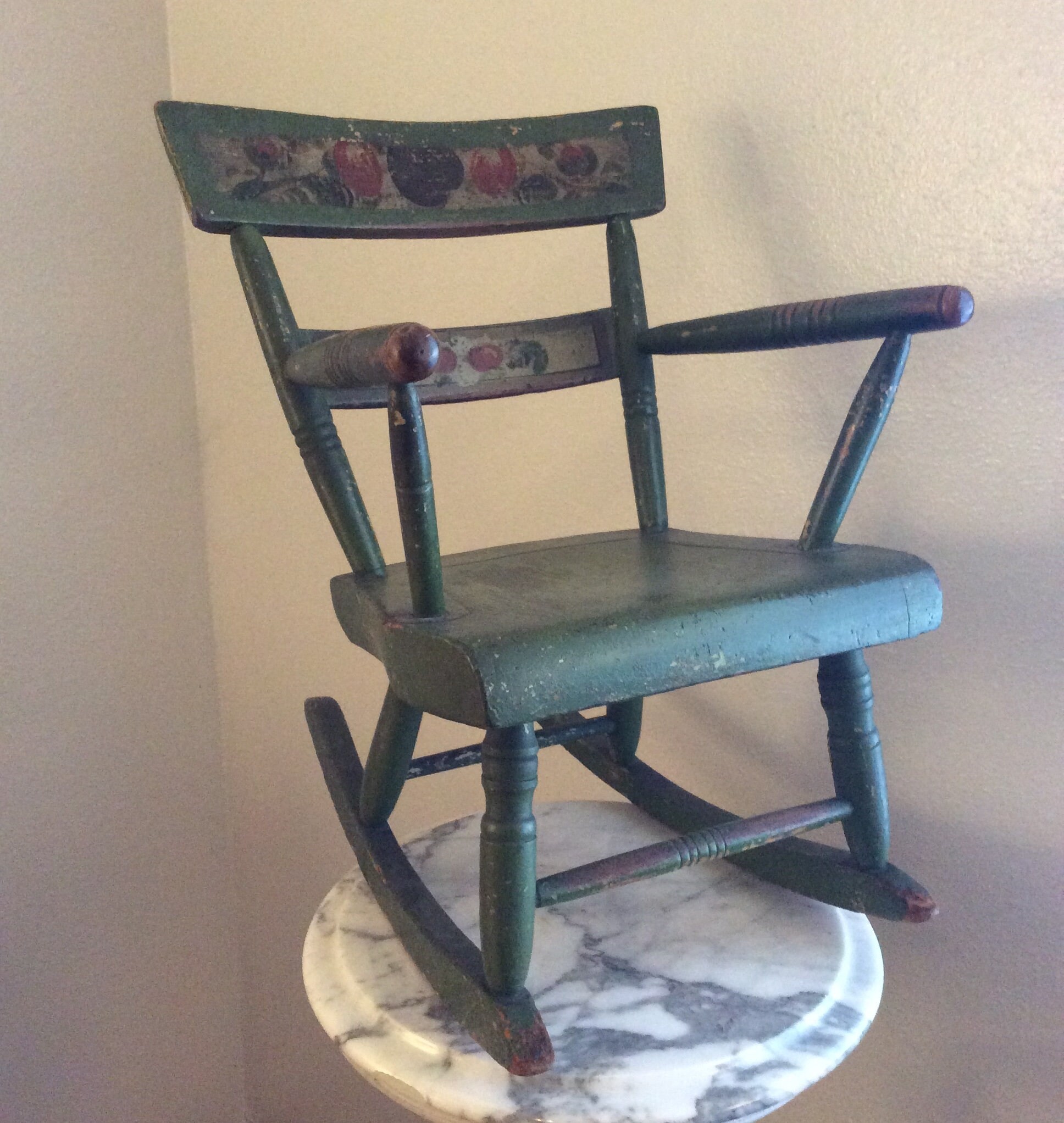 Antique Pennsylvania Dutch Style Child's Painted Rocking Chair With ...