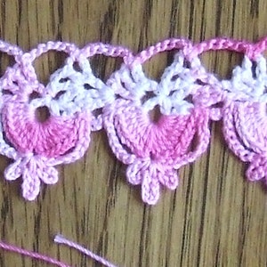 Crochet Pattern for Bleeding Heart Edging for Handkerchiefs, Towels ...