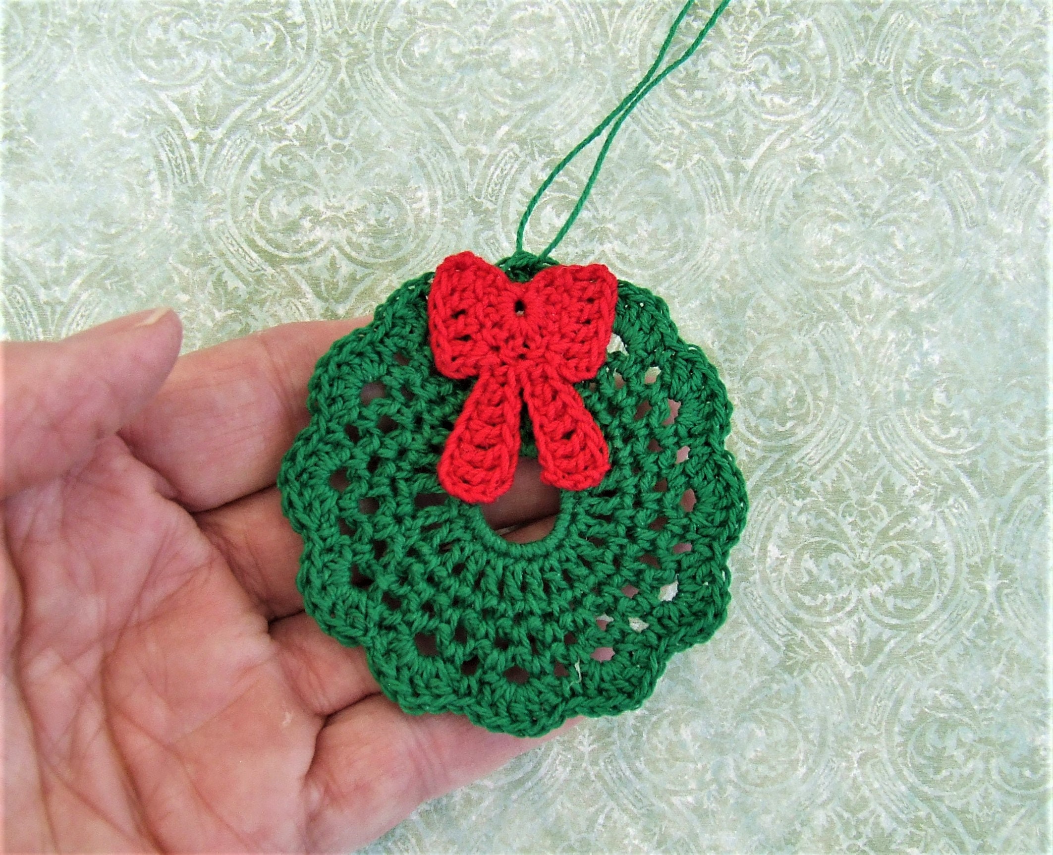 Crochet Pattern for 2 Small Crocheted Christmas Wreath Ornaments - PDF ...