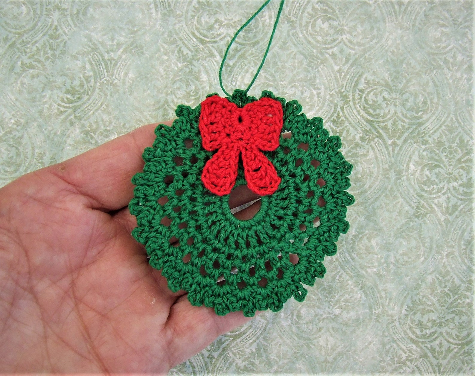 Crochet Pattern for 2 Small Crocheted Christmas Wreath Ornaments - PDF ...