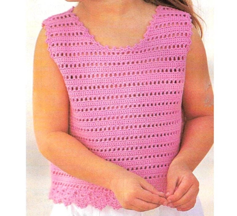 Crochet Pattern for Girl's Top PDF Instant Pattern Download Sleeveless ...