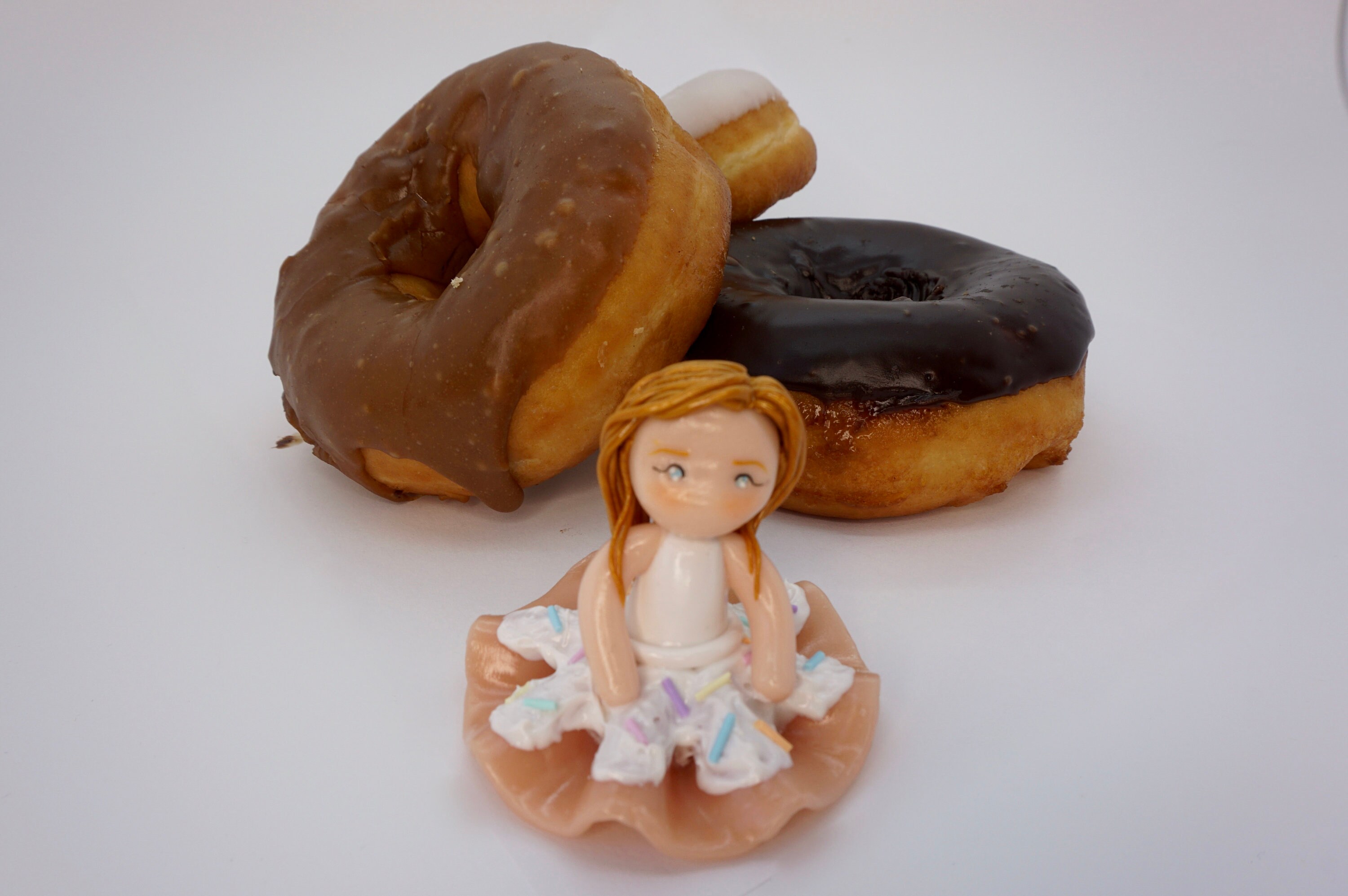 Vanilla Donut Chibi Figurine Clay Figurine Clay Decor Desk - Etsy