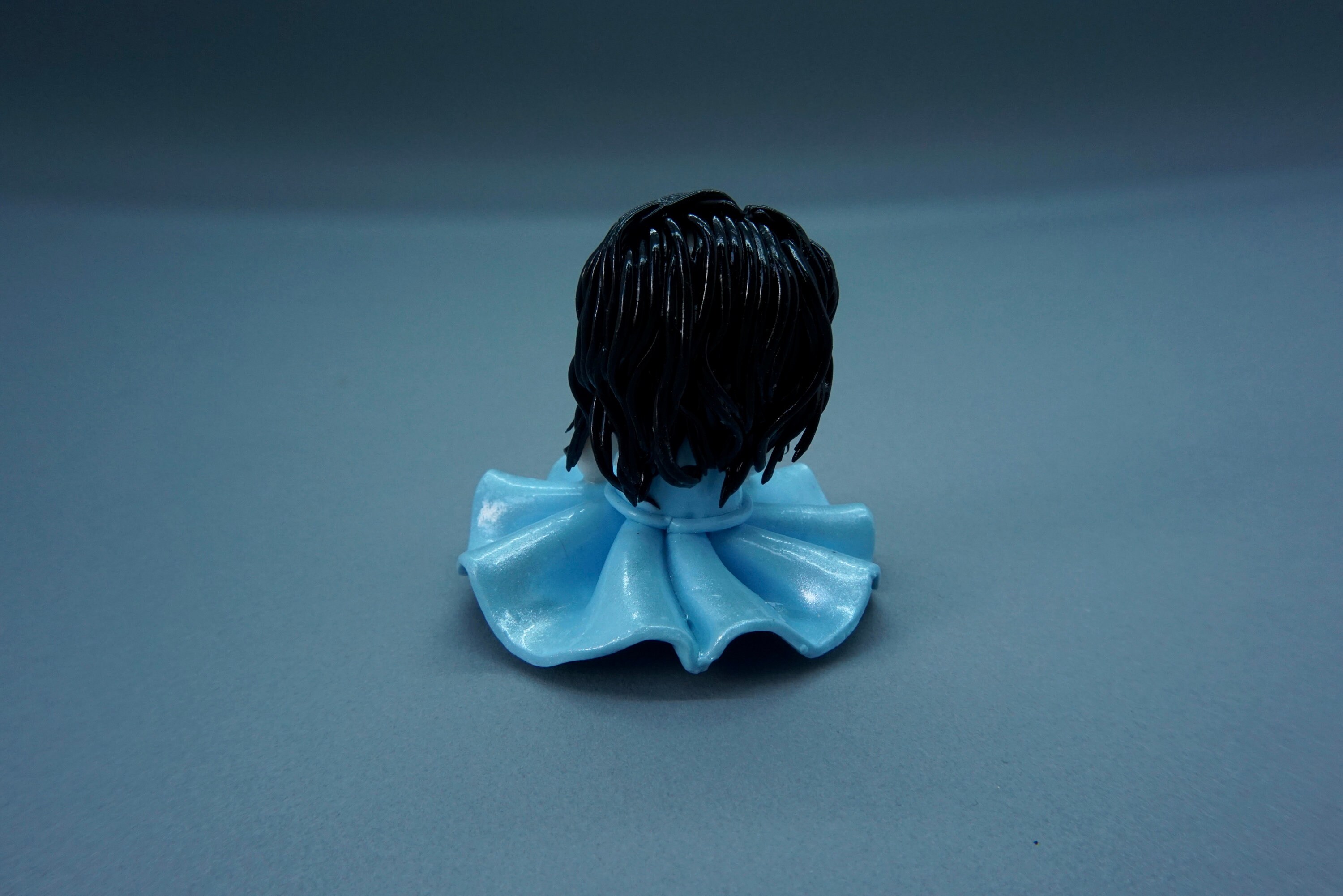 Blue Chibi Polymer Clay Figurine Clay Figurine Floral Decor | Etsy